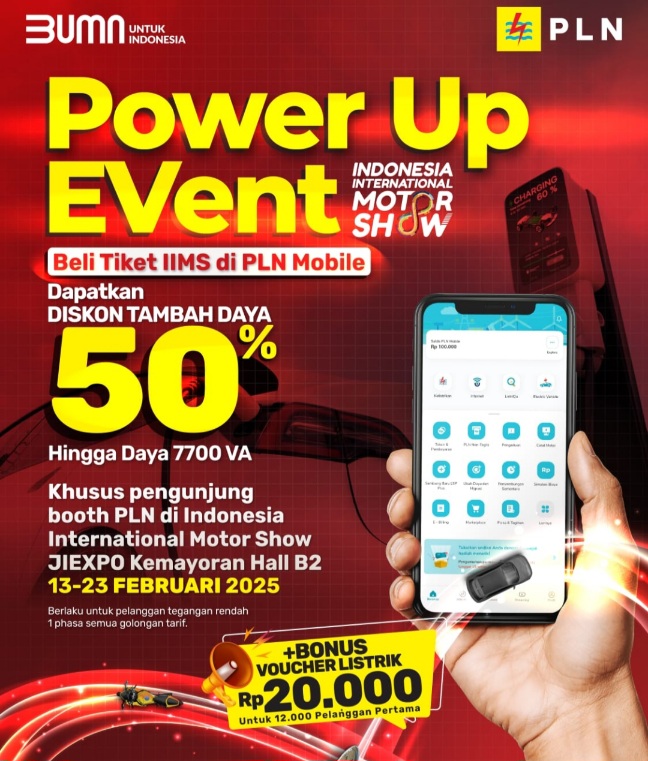Promo Spesial, Beli Tiket IIMS di Aplikasi PLN Mobile Dapat Diskon 50% Tambah Daya Listrik ...